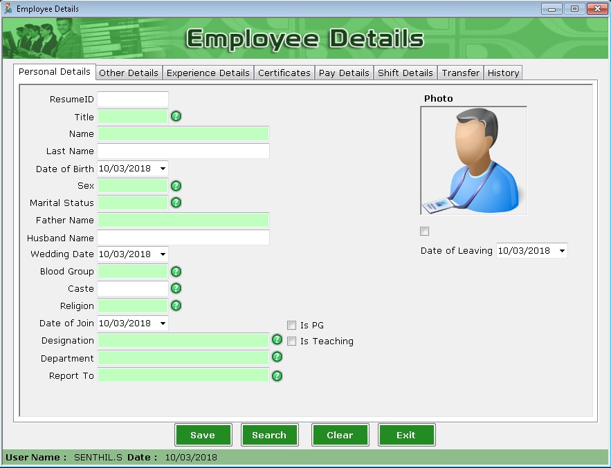 Employee details - E-commerce Billing software