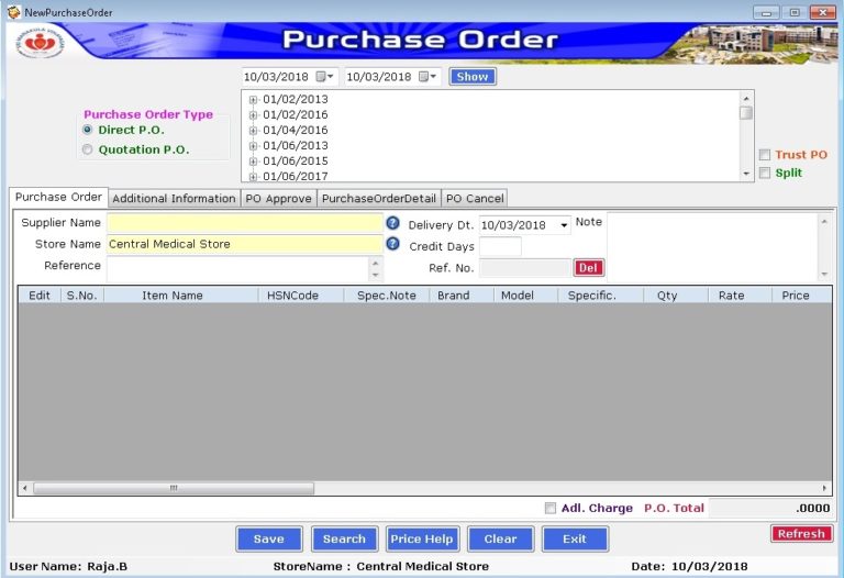 Purchase order - E-commerce Billing software